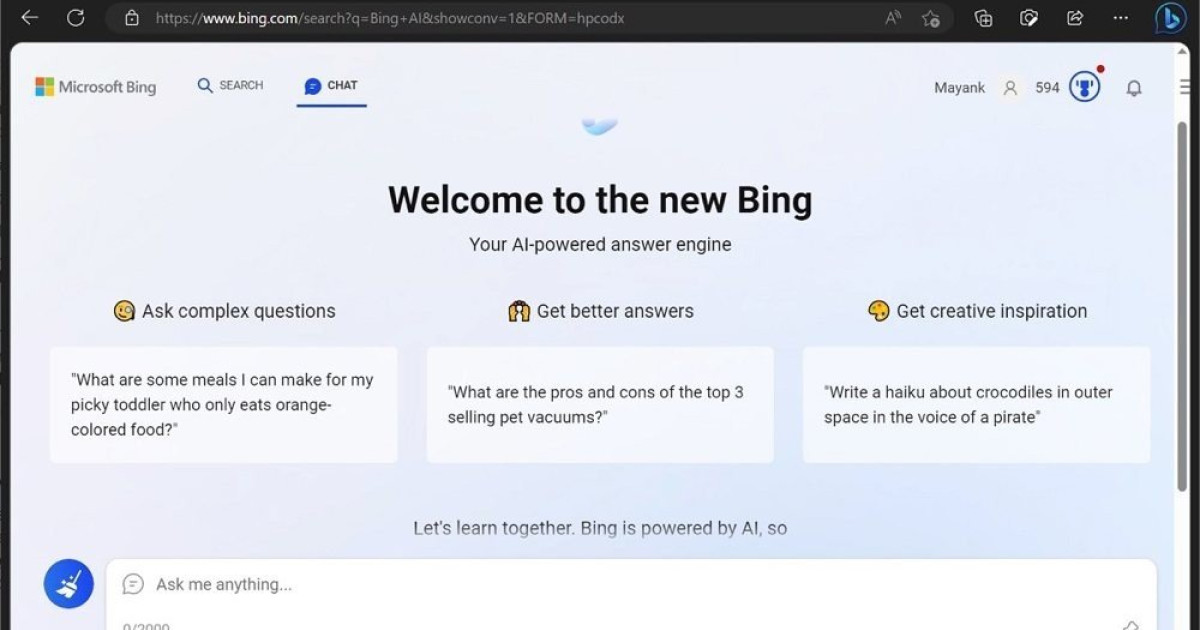 Bing Chat: Δοκιμάζεται στον Safari και στον Chrome browser
