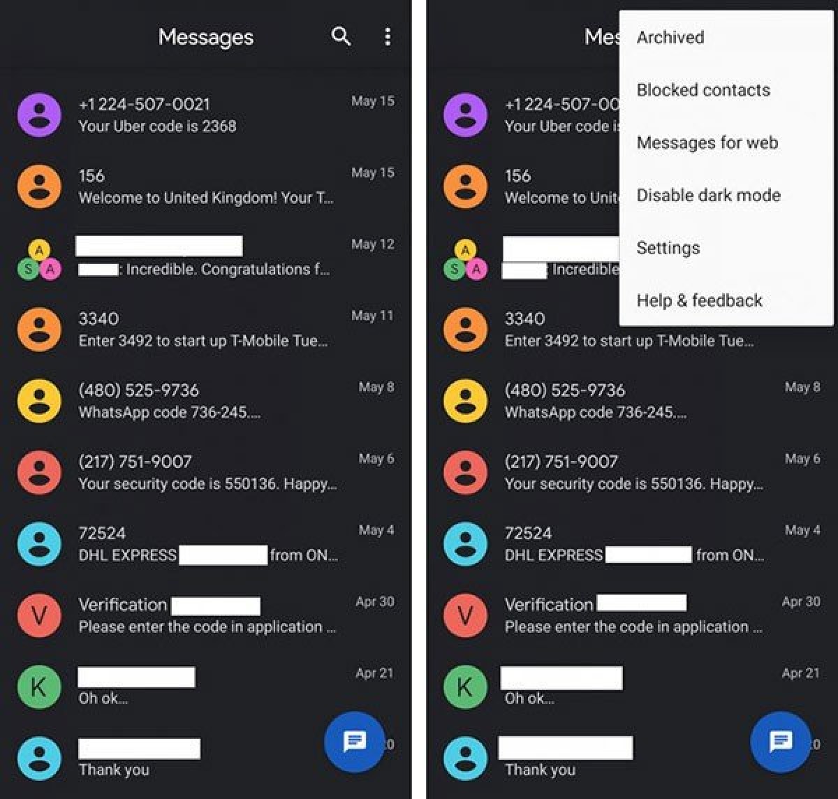 Dark mode και στην εφαρμογή Android Messages! Dark mode και στην εφαρμογή Android Messages!